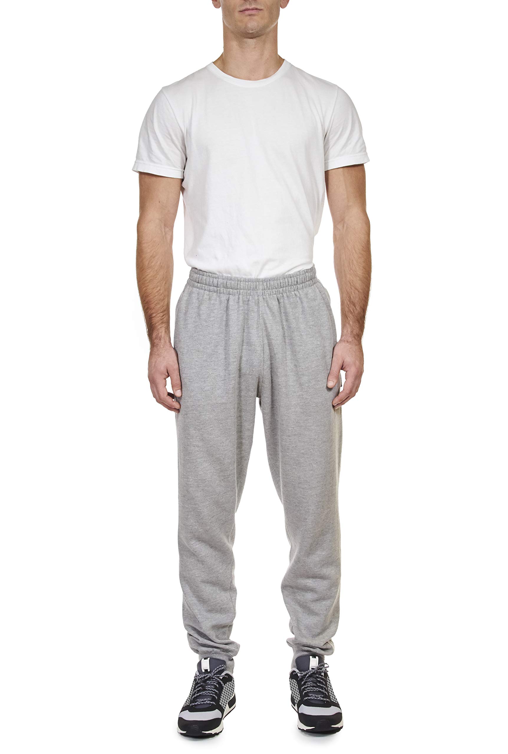 Spalding Mens Basic Fleece Athletic Workout Jogger Pants with Ribbed Cuffs Heather Grey 2XL