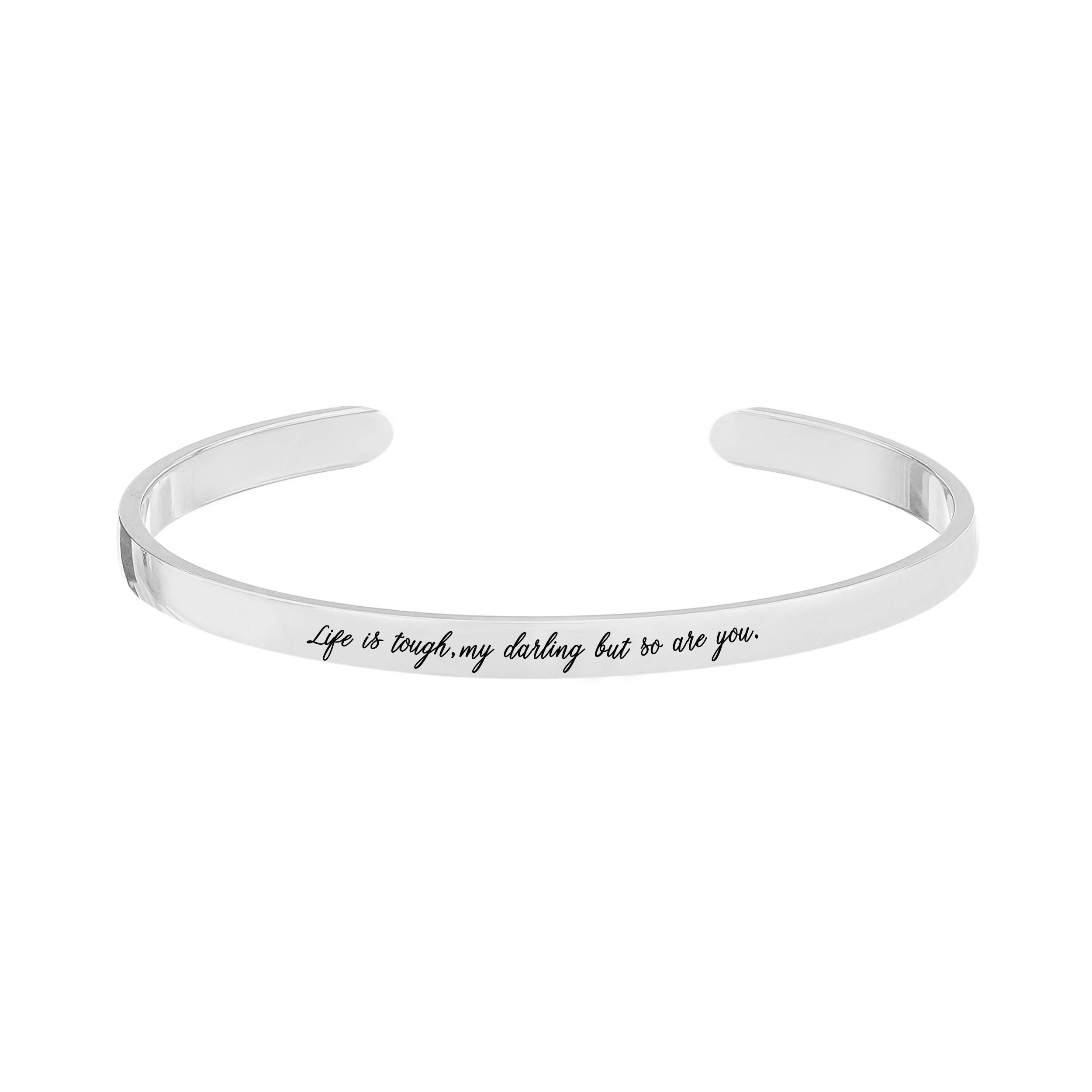 WIGERLON Inspirational Cuff Bracelet for Mom Daughter sisters and friends Engraved :Always and forever no matter what