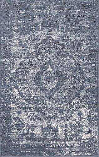 Unique Loom Portland Collection Area Rug - Astoria (5' 3" x 8' Rectangle, Blue/ Ivory)