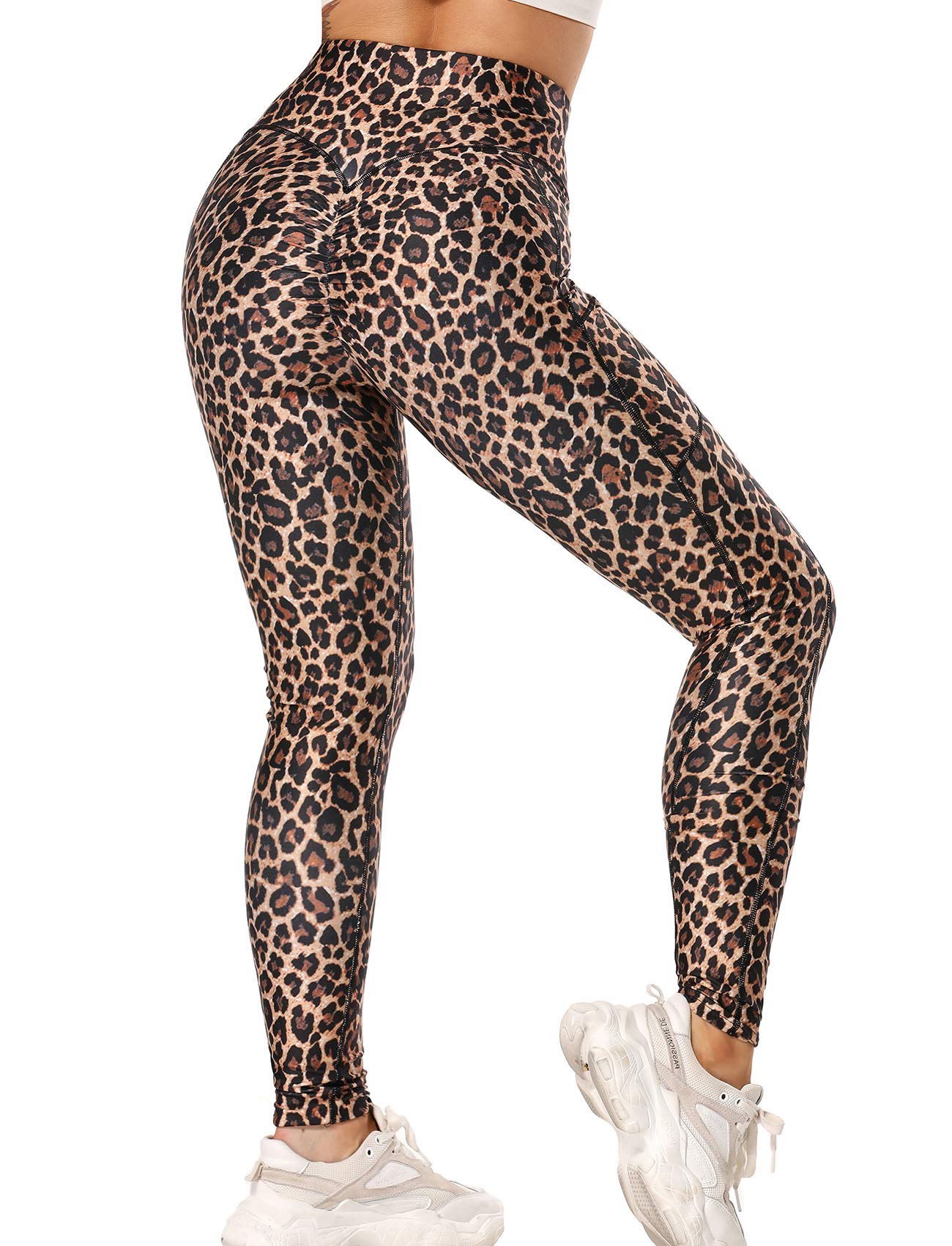 SEASUM Women Scrunch Butt Leggings High Waisted Ruched Yoga Pants Workout Butt Lifting L