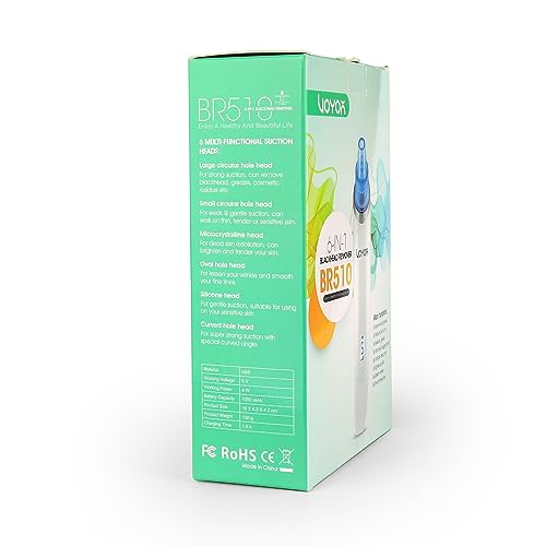 VOYOR Blackhead Remover Pore Vacuum - Electric Face Vacuum Pore Cleaner Acne White Heads Removal with Suction Heads (BR510)