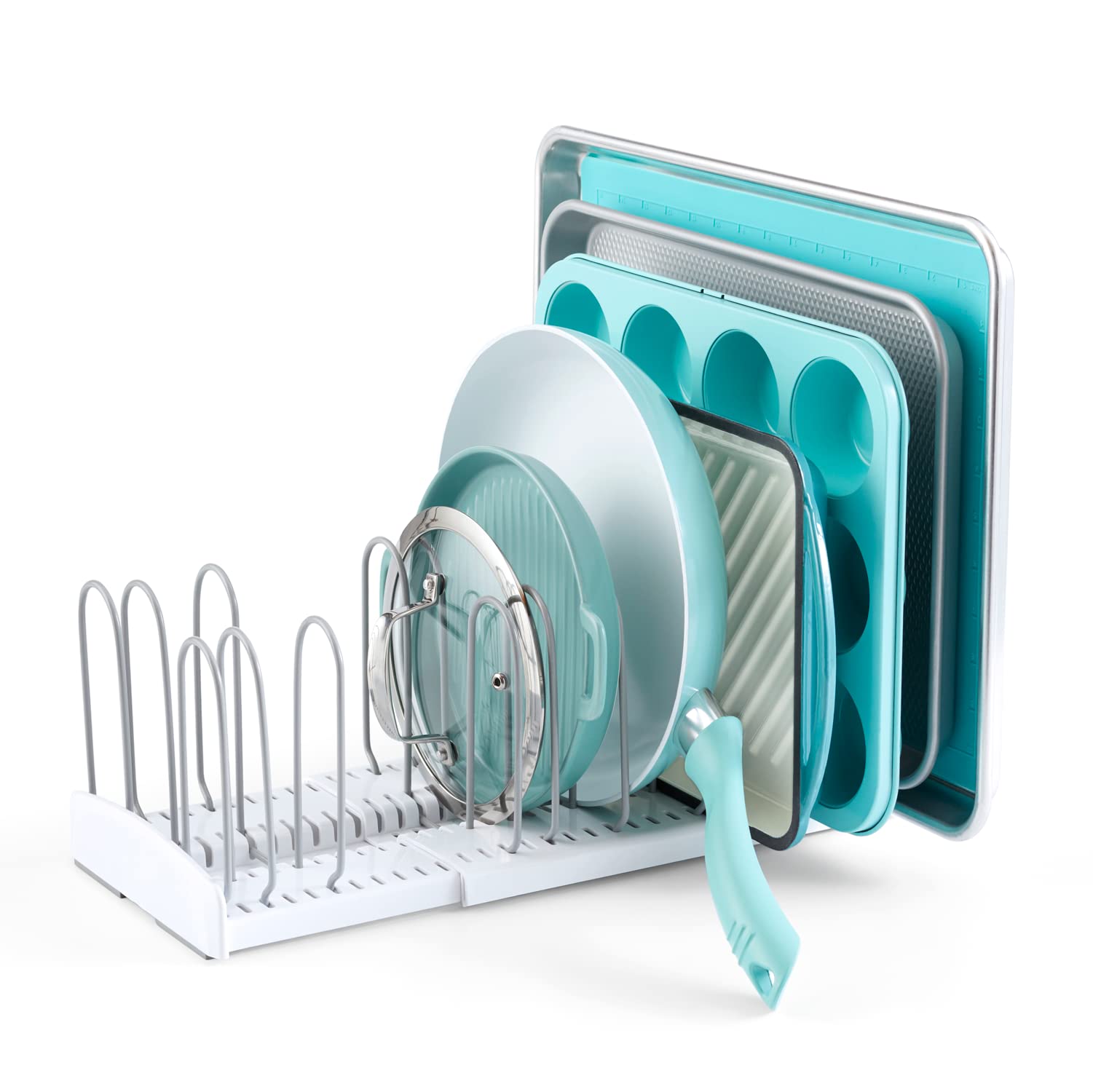 YouCopia StoreMore Expandable Pan and Lid Rack StoreMore Adjustable Pot Lid Organizer