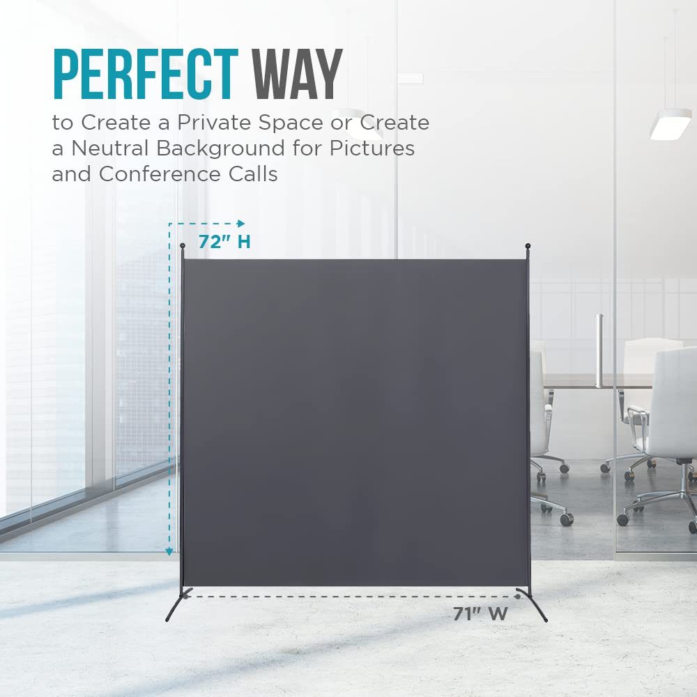 Steel-AID Single-Panel Privacy Room Divider – Folding Partition Privacy Screen for Office, Classroom, Dorm Room, Kids Room, Studio, Conference - 71" x 72" - Easy to Assemble, Freestanding & Foldable