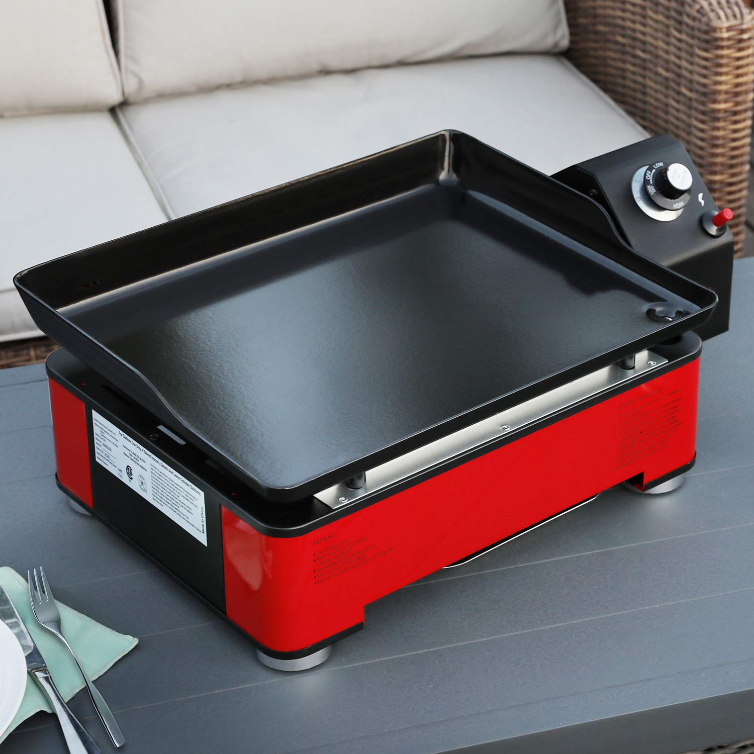 Royal Gourmet 23 Inch Outdoor Portable Flat Top Grill Table Top Propane Gas Mini Griddle Grill on Clearance Prime for Camping Cooking, Tailgating, PD1202R