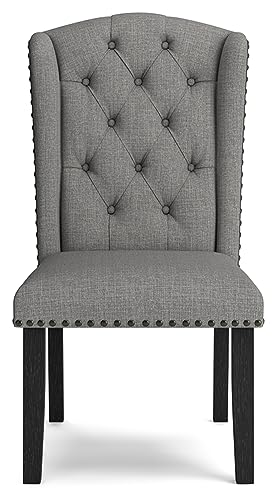 Signature Design by Ashley Jeanette Modern Tufted Dining Upholstered Side Chair, Set of 2, Gray