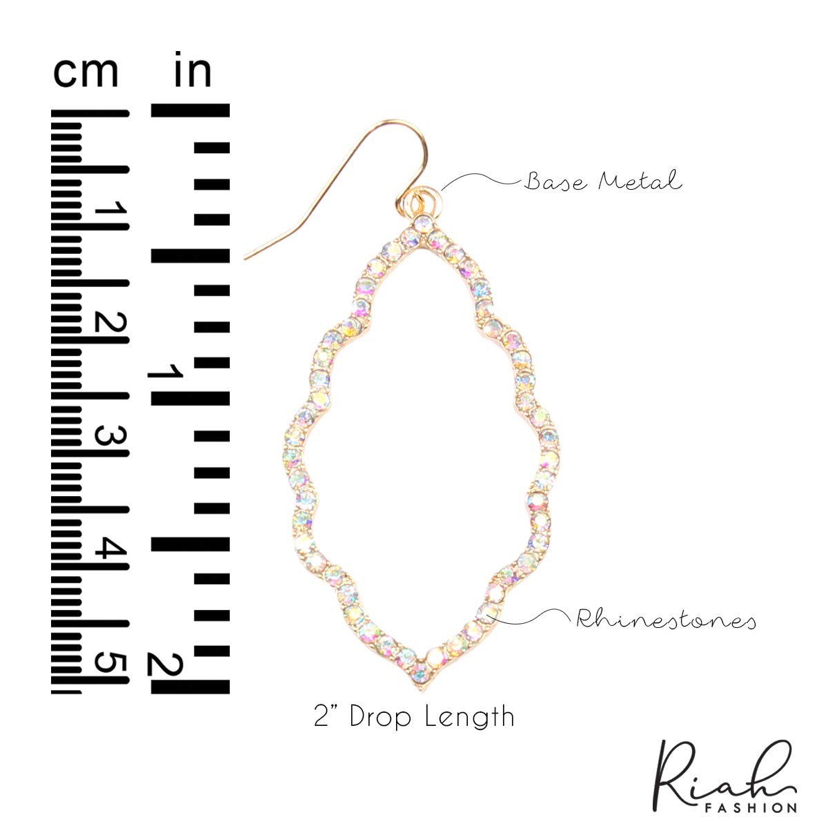 Sparkly Cubic Rhinestone Geometric Lightweight Open Hoop Earrings - Cut-Out Drop Dangles Scalloped, Moroccan, Quatrefoil Clover, Kite (Moroccan - Gold Clear)