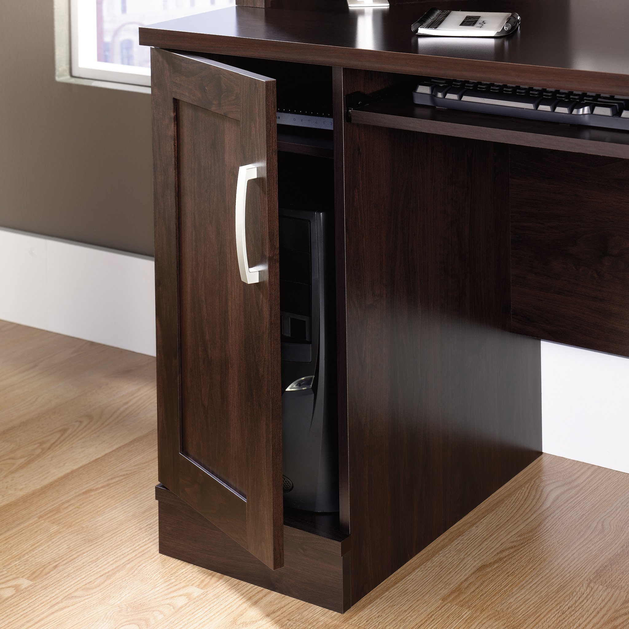 Sauder Office Port Credenza, Dark Alder finish