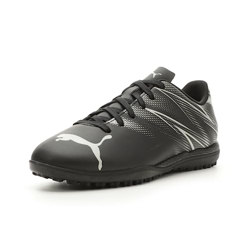 PUMA Attacanto Turf Training Soccer Cleats Sneaker, Black-Silver Mist, 2.5 US Unisex Big Kid