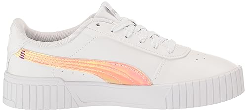 PUMA Carina Sneaker, White Silver, 2.5 US Unisex Little Kid