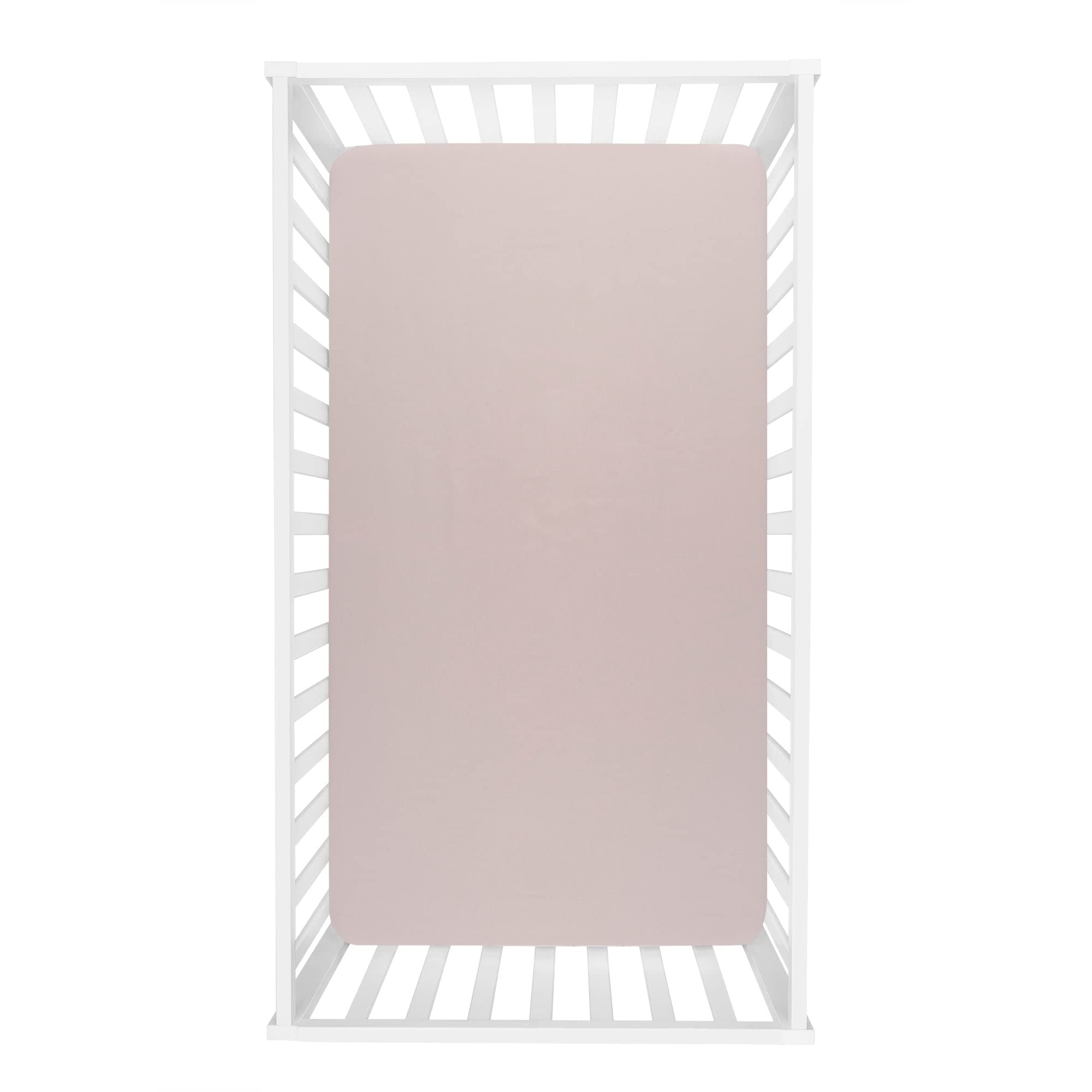 Trend Lab Soft Blush Pink Fabric 3 Piece Crib Bedding Set, Sewn with Elegant Ruching, Includes Quilt, Fitted Crib Sheet and Skirt