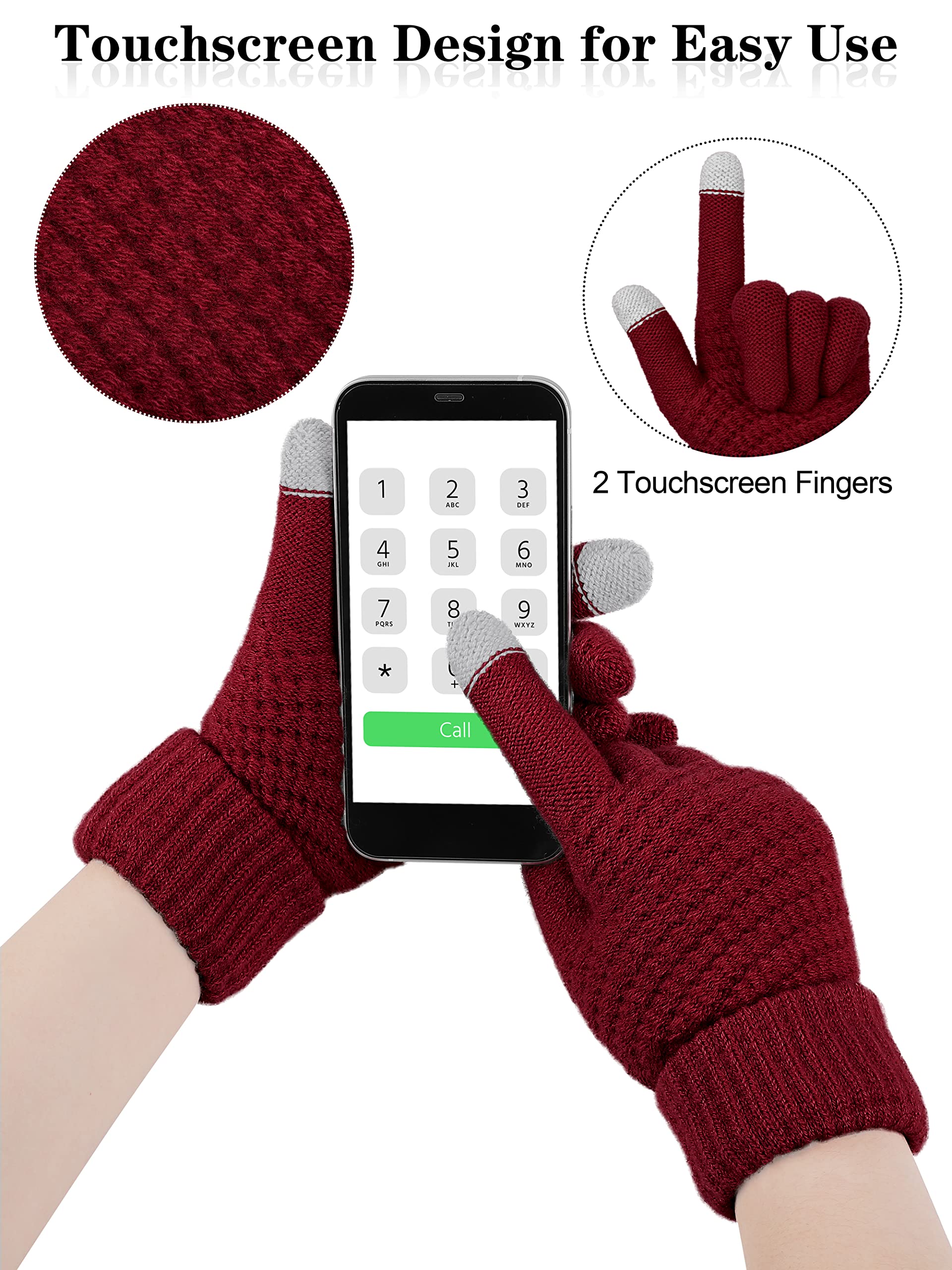 URATOT Beanie Hat Scarf Gloves 4 in 1 Winter Set Knitted Scarf Hat Touch Screen Gloves and Winter Ear Warmer for Unisex