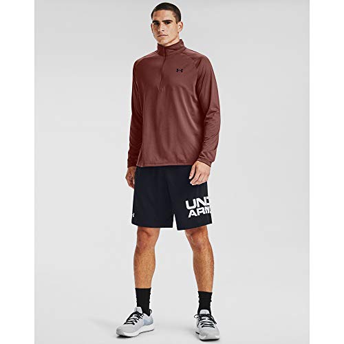 Under Armour Men's Tech 1/2 Zip Long-Sleeve T-Shirt , Cinna Red (688)/Black , Medium