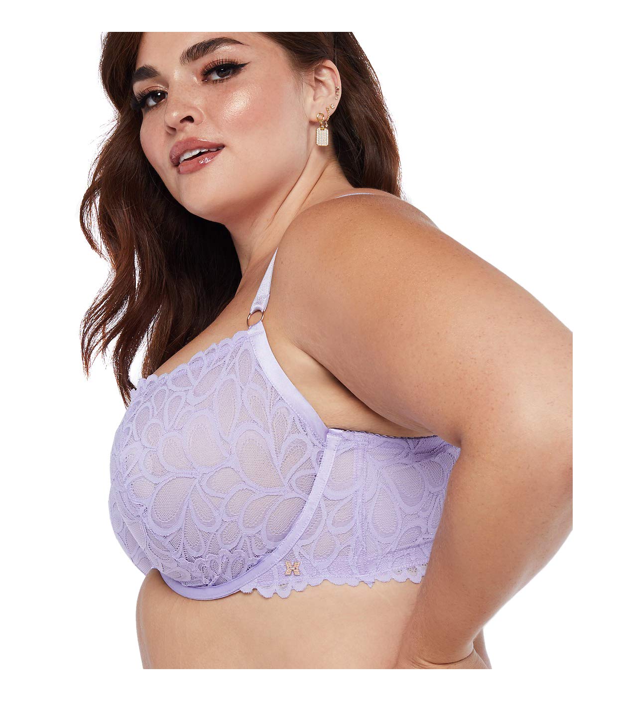 Savage X Fenty, Women's, Savage Not Sorry Unlined Lace Balconette Bra, Lavender, 32DD