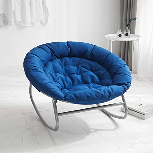 Urban Lifestyle Rocking Saucer Chair,Microfiber, Navy Blue