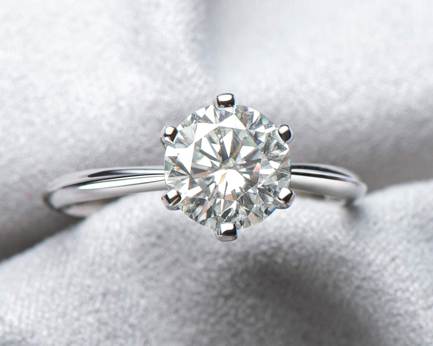 WOAINI 0.5-3 Carat Moissanite Ring, Platinum Plated Sterling Silver Round Cut Solitaire Ring for Women, Engagement, Promise, Wedding