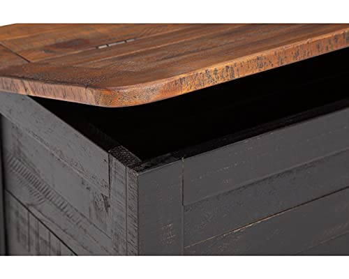 Signature Design by Ashley Dashbury Rustic Farmhouse Storage Trunk or Coffee Table, Antique Black & Brown