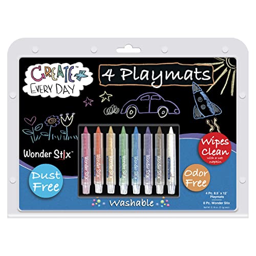 The Pencil Grip Create Everyday Black Board Playmat Kit with 8 Wonder Stix (TPG648)