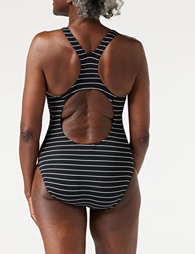 Speedo Endurance+ Printed Medalist Womens Swimsuit UK 10 Reg Stripe Black White