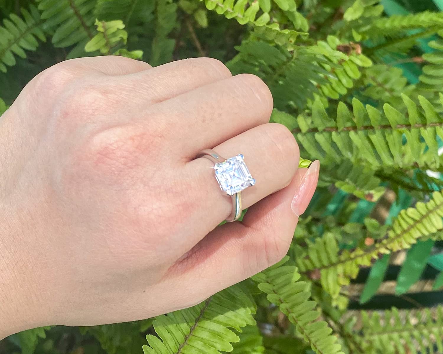 YUNKAI Engagement Ring for Women, 925 Sterling Silver Cubic Zirconia Wedding Ring Christmas Gift