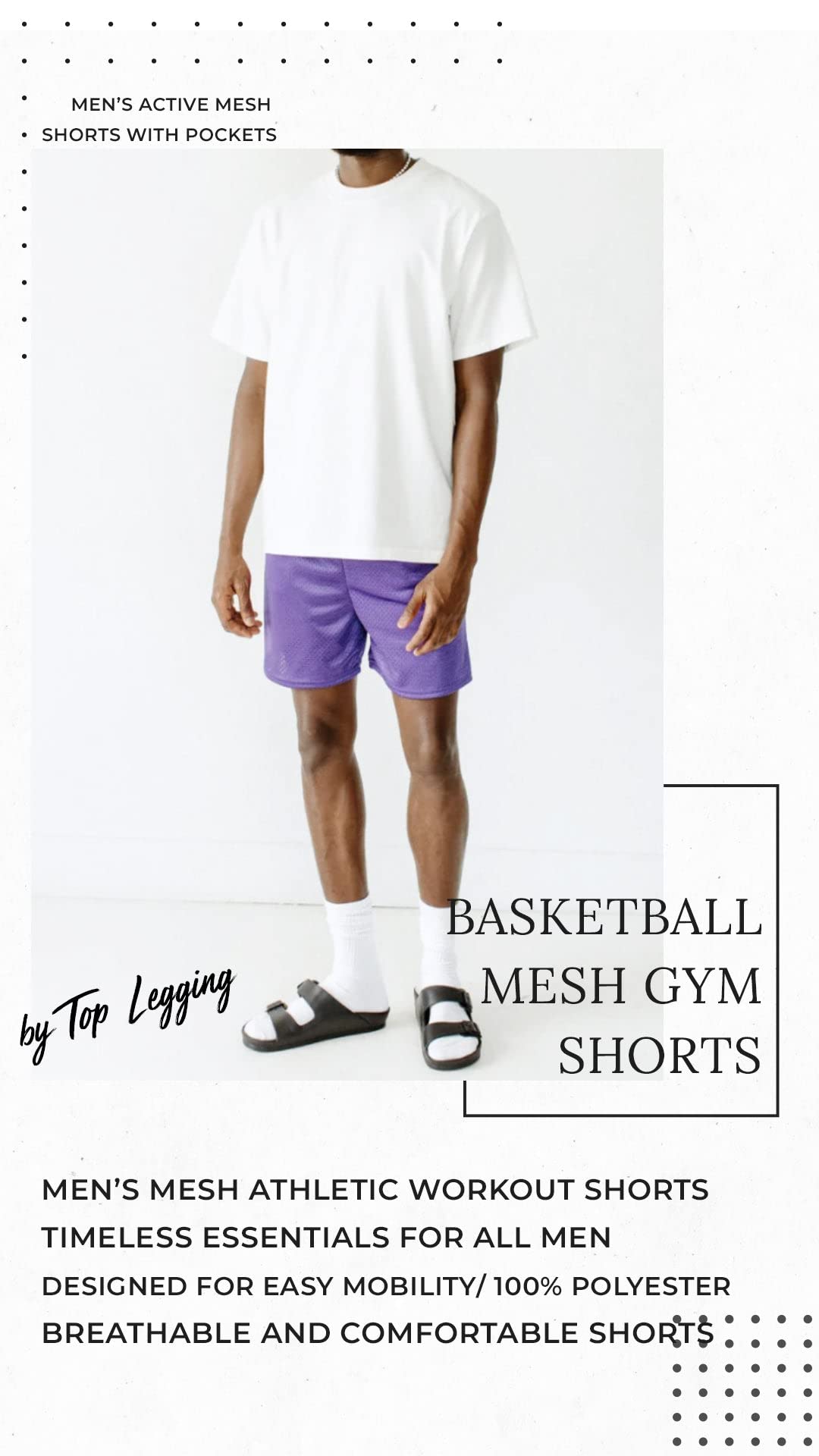 TL Men's Athletic Gym Workout Shorts with Pockets, Mesh or Dazzle Basketball Shorts in Packs or Single MESH_Purple XX-Large