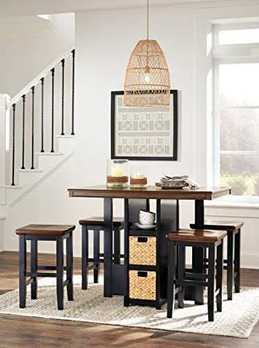 Signature Design by Ashley Dolingham Modern Counter Height Dining Table Set with Storage, Set of 5, Black & Dark Brown