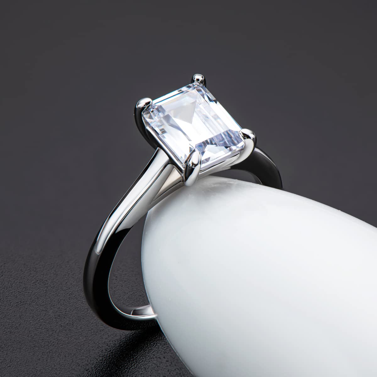 YUNKAI Engagement Ring for Women, 925 Sterling Silver Cubic Zirconia Wedding Ring Christmas Gift Mothers Day