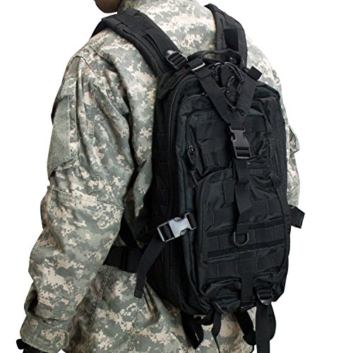 Rebel Tactical DKC452 Assault Compact Stealth Military Molle Daypack Hunting Camping Outdoor Hiking Paintball Airsoft Bag, Black, 18-Inch