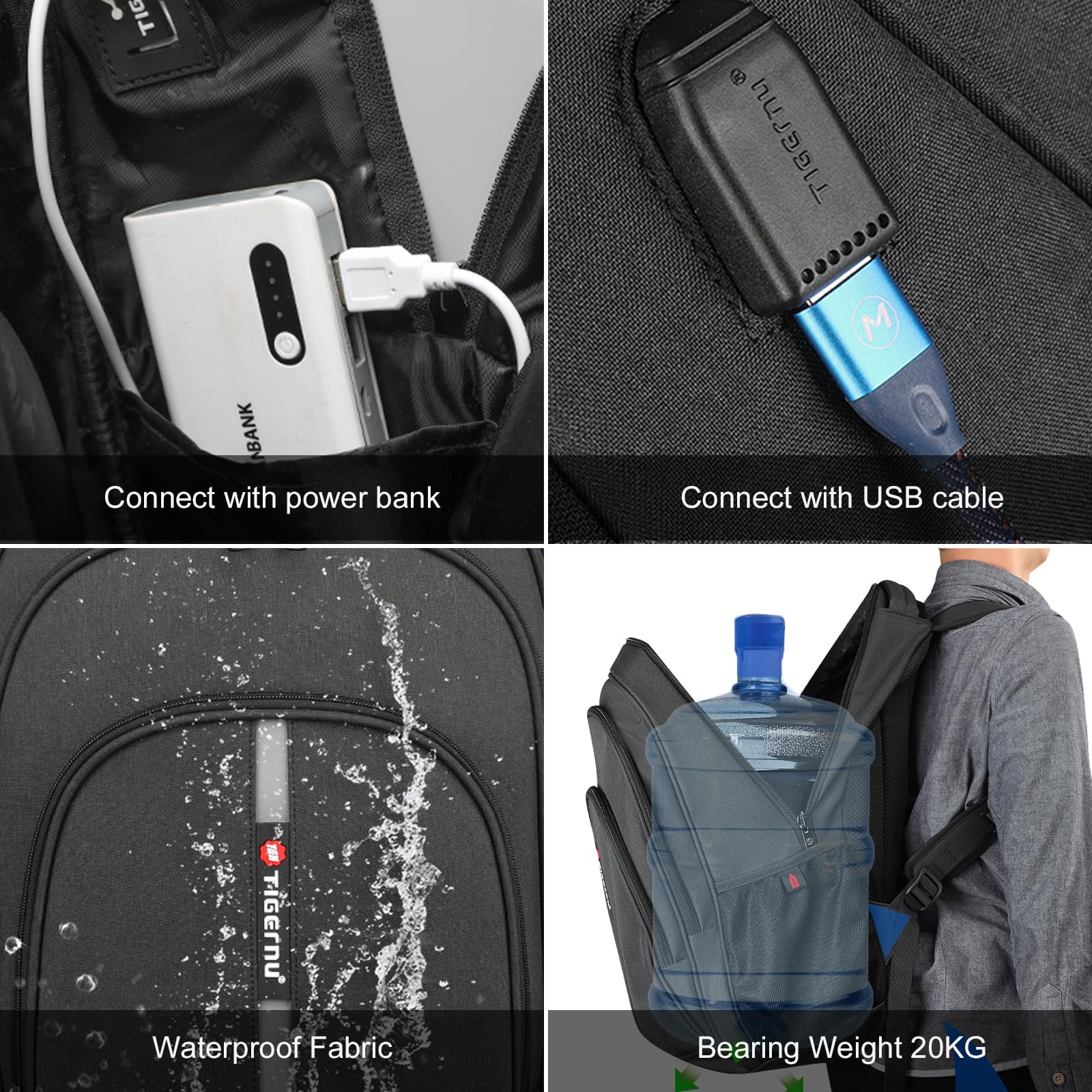 TIGERNU Laptop Backpack for Men Anti Theft Travel Backpacks Computer Work Backpack Fits 15.6 Inch Laptop (T-B007 Black)
