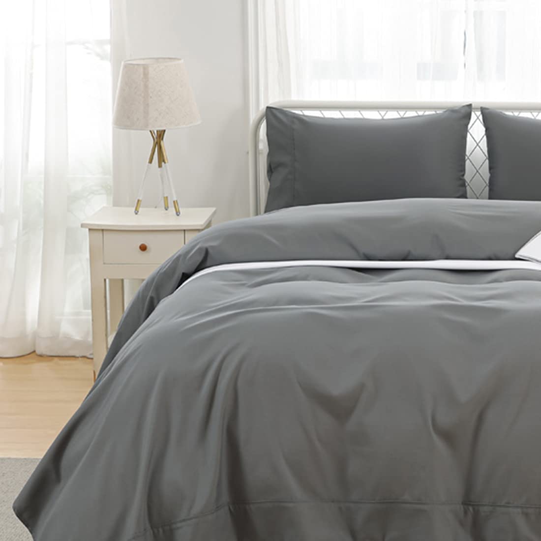 UNILIBRA Queen Bed Sheet Set,6 Pieces Super Soft Brushed Microfiber Sheets Set for Queen Size Bed, Luxury 1800 Thread Count, 16 Inches Deep Pockets, Wrinkle & Fade & Stain Resistant Grey Sheet Sets
