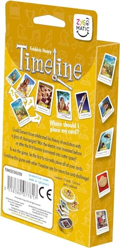 Timeline Classic Card Game - Test Your Knowledge Across Various Historical Themes! Fun Educational Trivia Game for Kids & Adults, Ages 8+, 2-6 Players, 15 Minute Playtime, Made by Zygomatic