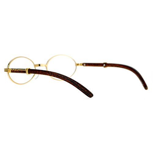 SA106 Art Nouveau Vintage Style Oval Metal Frame Eye Glasses Yellow Gold