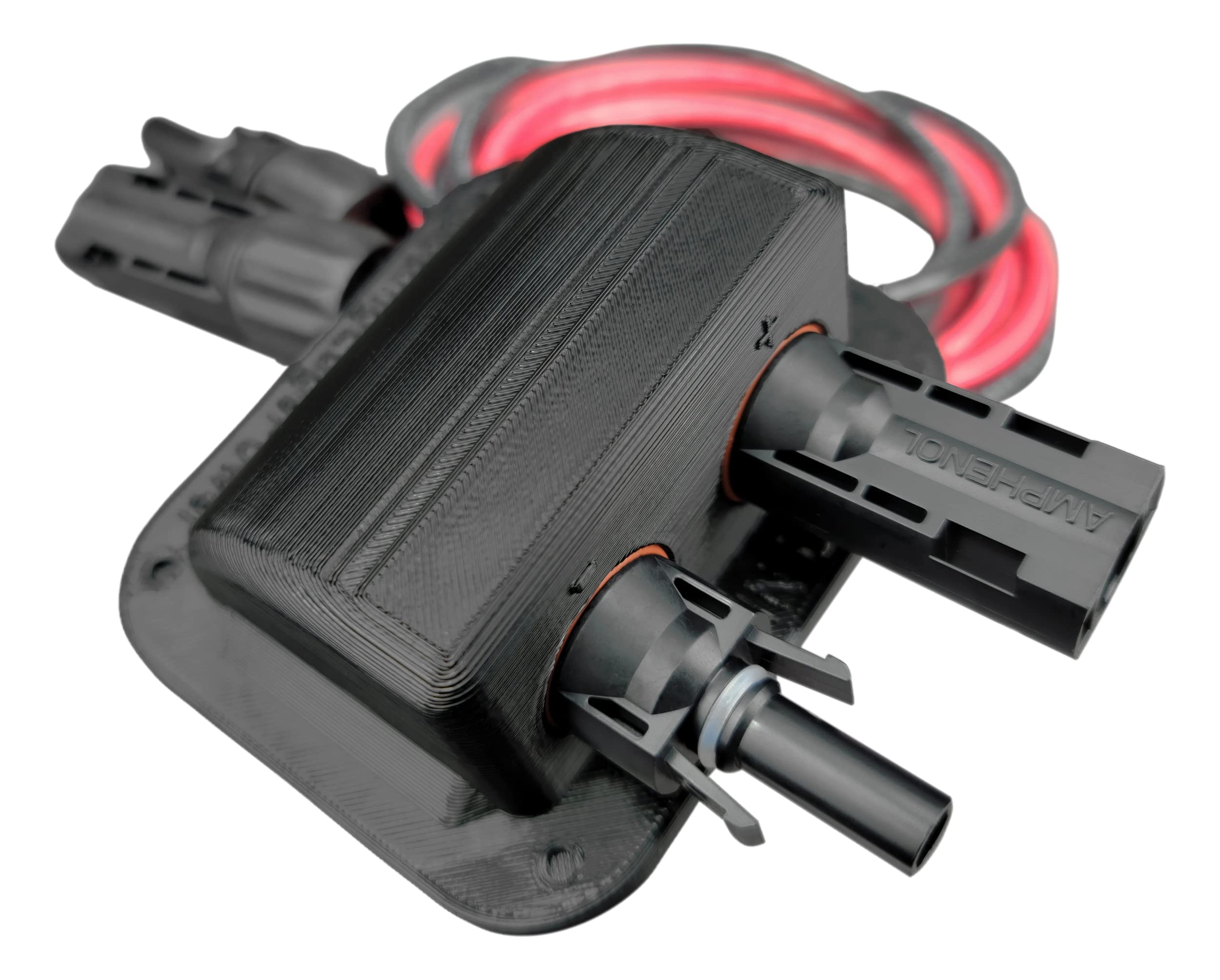 Solar Panel Weatherproof Cable Wire Entry Housing, 5th Gen, Made in USA with Connectors 2 Ports 2 Ft