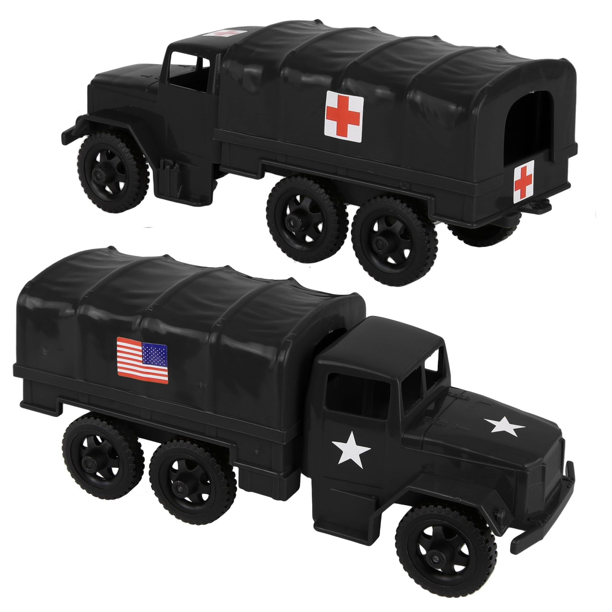 TimMee Combat Convoy Trucks - Plastic Army Men M34 Deuce & a Half Cargo Vehicles