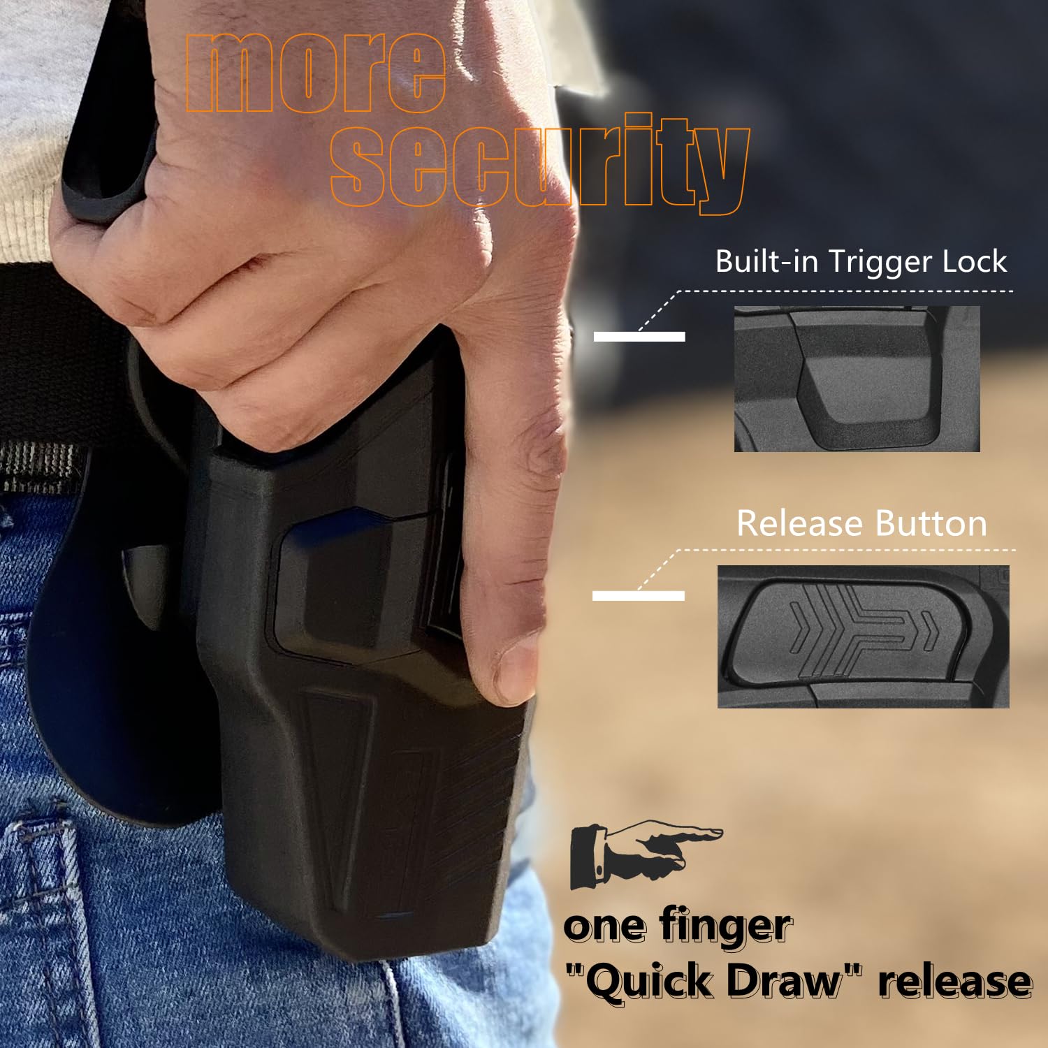 Ruger Max 9 Holster, OWB Holster for Ruger Max-9 9mm Luger - Adjustable Tension & Cant | Index Finger Released | Autolock | Outside Waistband Carry | Matte Finish - Right Handed