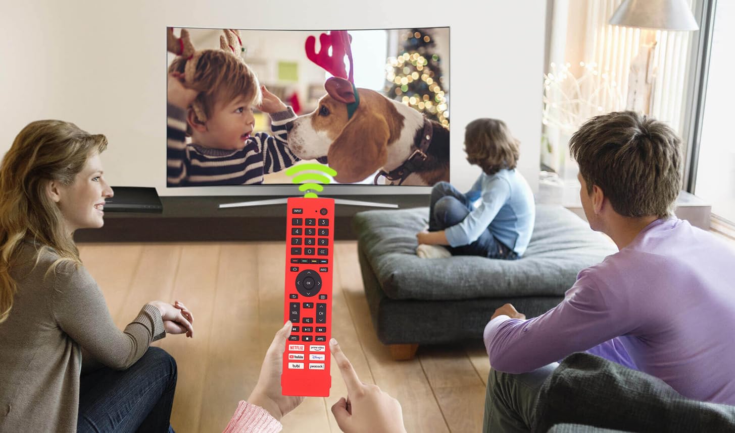 Silicone Cover for Hisense Voice Remote,Hisense ERF3J80H ERF3G80H ERF3F80H Remote Case Cover Hisense 4K UHD Android Smart TV Remote Shockproof Silicone Sleeve with Lanyard(Red)