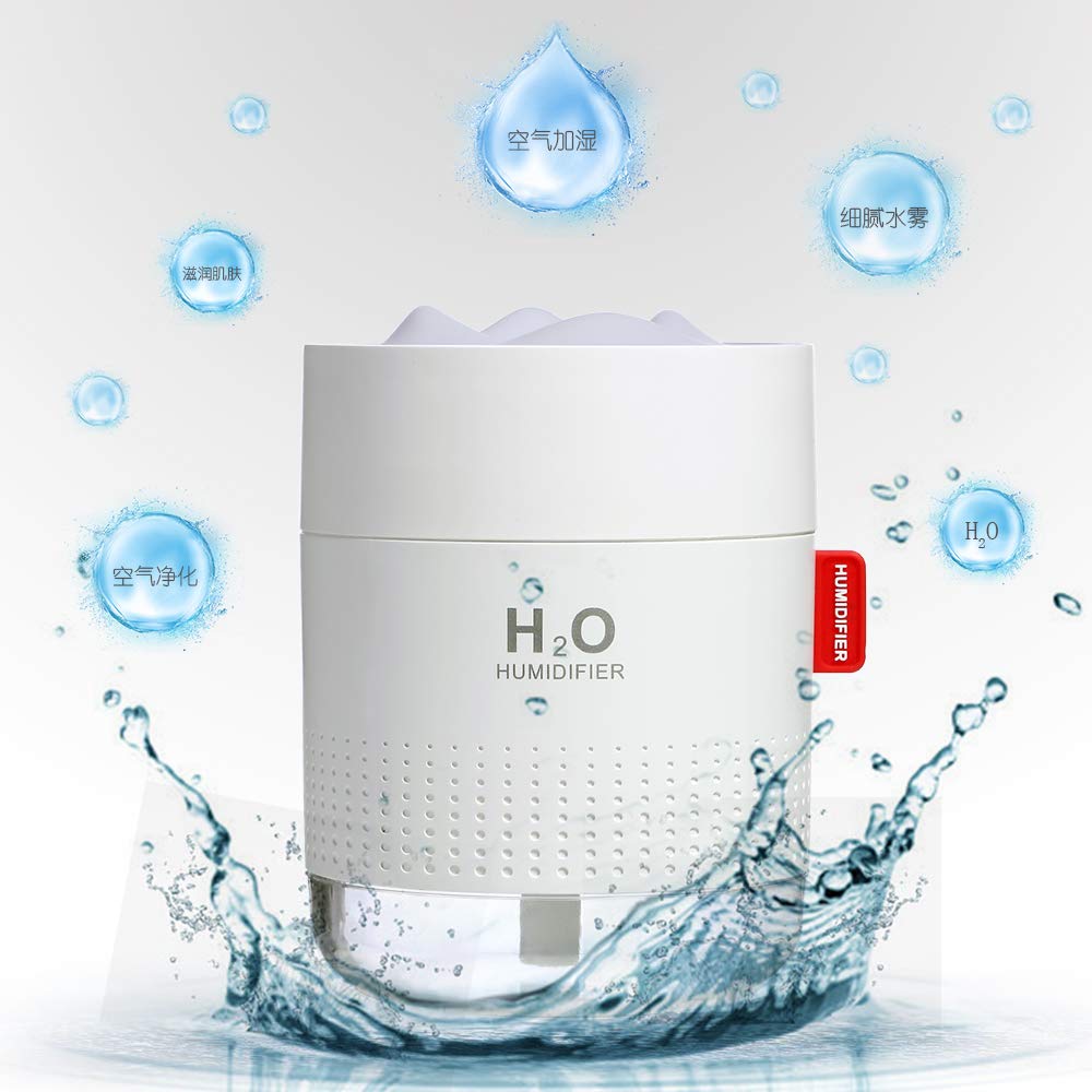 Snow Mountain H2O USB Humidifier - Pink Cool Mist Office Home Kitchen Table Small Cute
