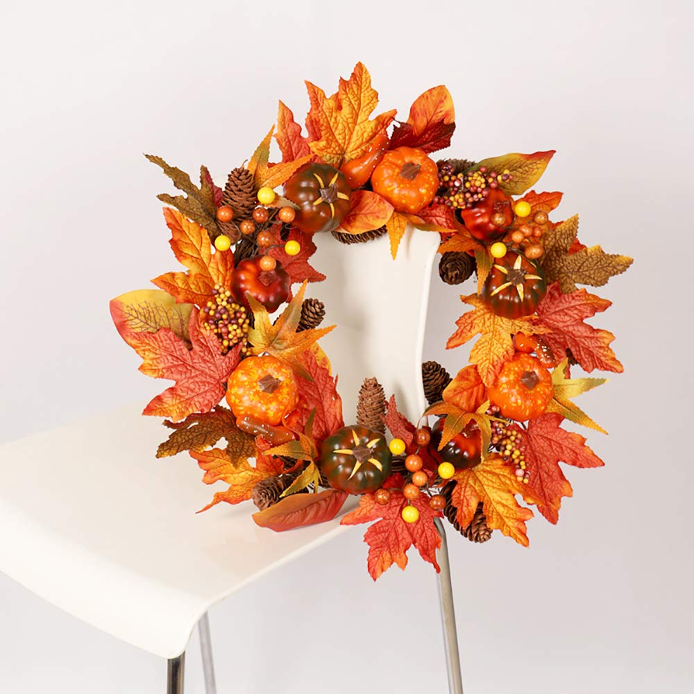 wonuu Fall Wreaths for Front Door 22 Inch Home Wall Decor Handcrafted Boxwood Base for Halloween Thanksgiving Day Autumn