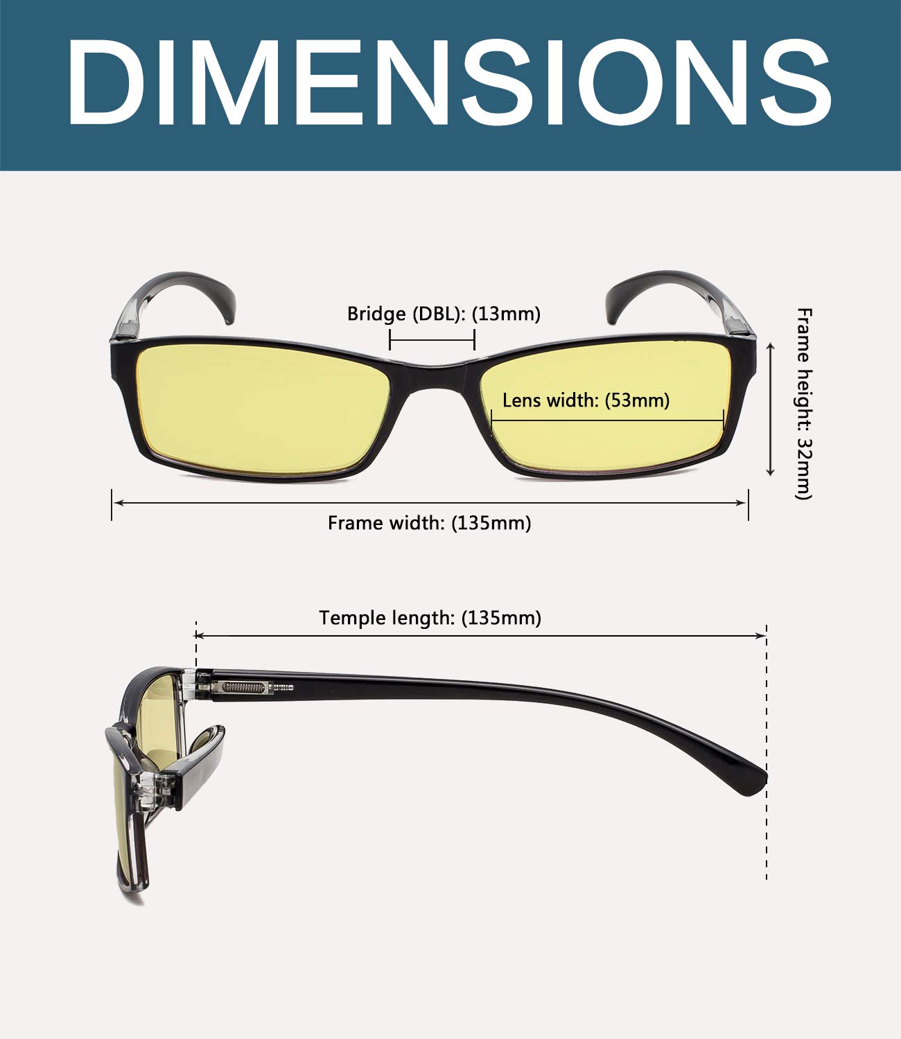 Small Rectangle Blue Light Blocking Computer Reading Glasses with Yellow Tinted Lens (Black/Brown, 1.25)
