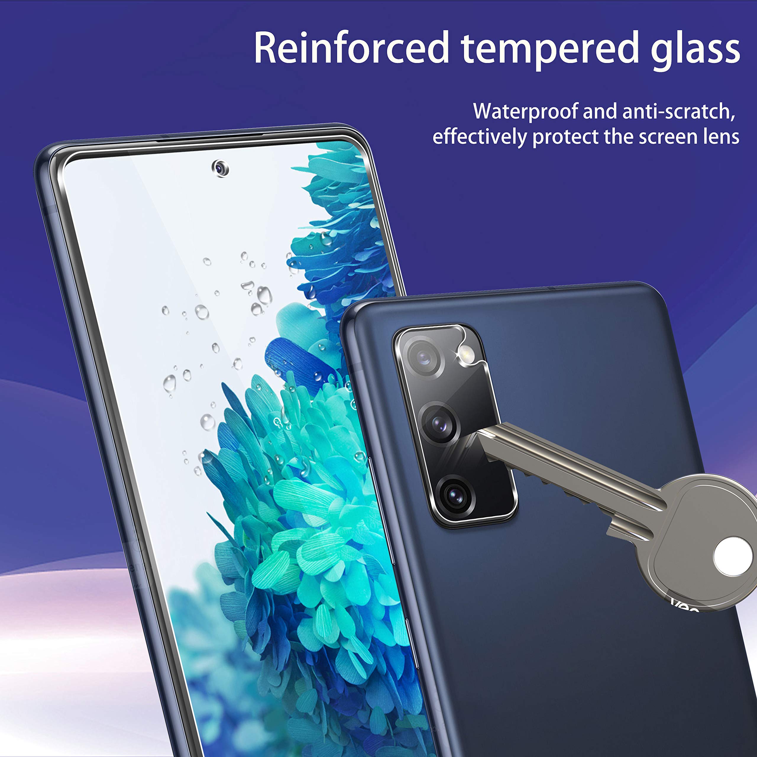 UniqueMe [2+2 Pack] Compatible for Samsung Galaxy S20 FE 5G/ Fan Edition 5G Camera Lens Protector and Screen Protector, Tempered Glass HD Clear [Anti-Scratch] [Bubble Free]