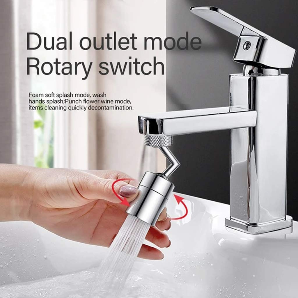 Universal 720° Rotatable Splash Filter Faucet - Durable Copper & ABS, Anti Splash, Oxygen Enriched Foam, 4 Layer Net Filter, Leakproof Design with O-Ring Water Sprayer 2 Modes Adjustment (B - M24)