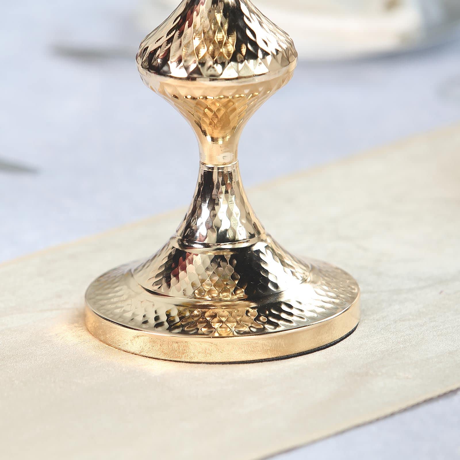 TABLECLOTHSFACTORY 16" Gold Hammered Style Metal Trumpet Vase Centerpiece Gold Vase Dining Room Coffee Table Decorative Centerpiece