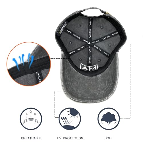 Waldeal Women's Adjustable Embroidered Mom Life Hat Vintage Washed Baseball Cap Black