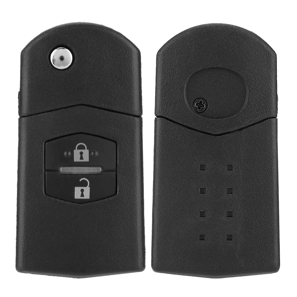 Terisass Car Remote Key Fob Case Shell 2 Button Automobile Keyless Entry Remote Flip Folding Key Fob Case Cover Housing for Mazda 2 3 5 6 RX8 MX5 2B