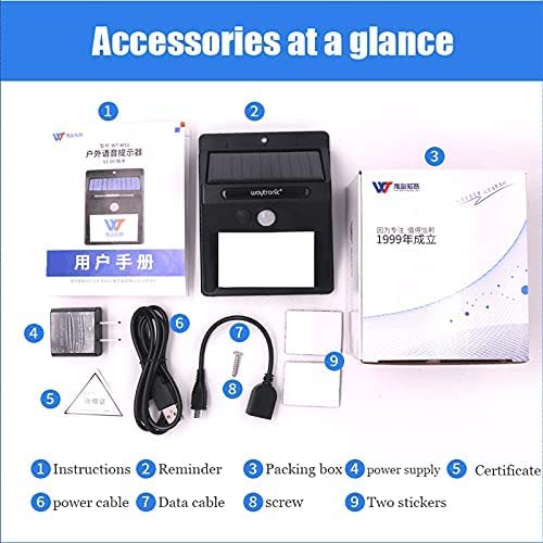 Solar Wireless Driveway Alarm Outdoor LED Light Waterproof Motion Sensor Alarm Detector Home Security Alarm System with Replaceable Voice for Garden Yard Fence Villa Barn Farm Deck