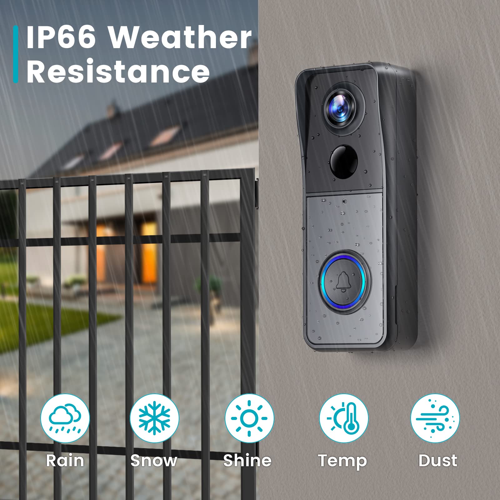 XTU Doorbell Camera with Chime, Video Doorbell Wireless with Motion Zones Customization, Voice Changer, PIR Human Detection, No Monthly fees, Battery-Powered Smart WiFi Doorbell for Home Security