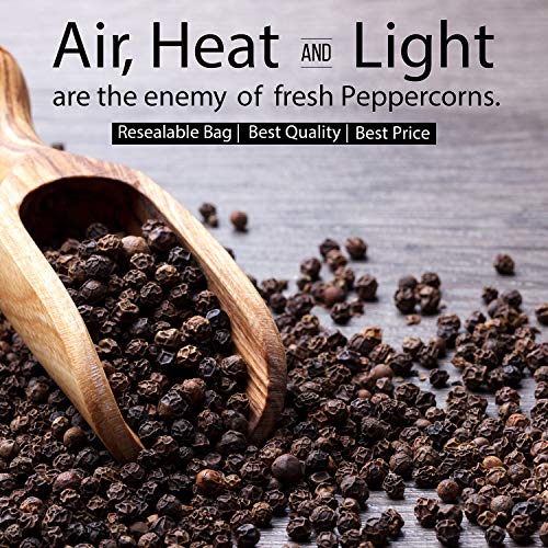 The Spice Lab - Black Tellicherry Peppercorns for Grinder Packed in the USA - Steam Sterilized Kosher Non-GMO All Natural Black Pepper 5015 (18 Ounce Tub)