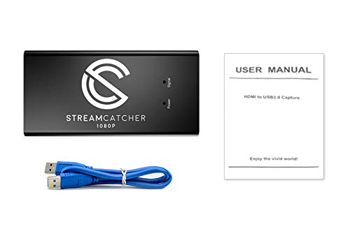 StreamCatcher | HDMI Capture | USB Capture Device | HDMI to USB 3.0 Streaming Device | 1080p 60 FPS | HDMI Camera Video Conferencing | Game Streaming | Livestreaming | Microphone Jack | Headphone Jack