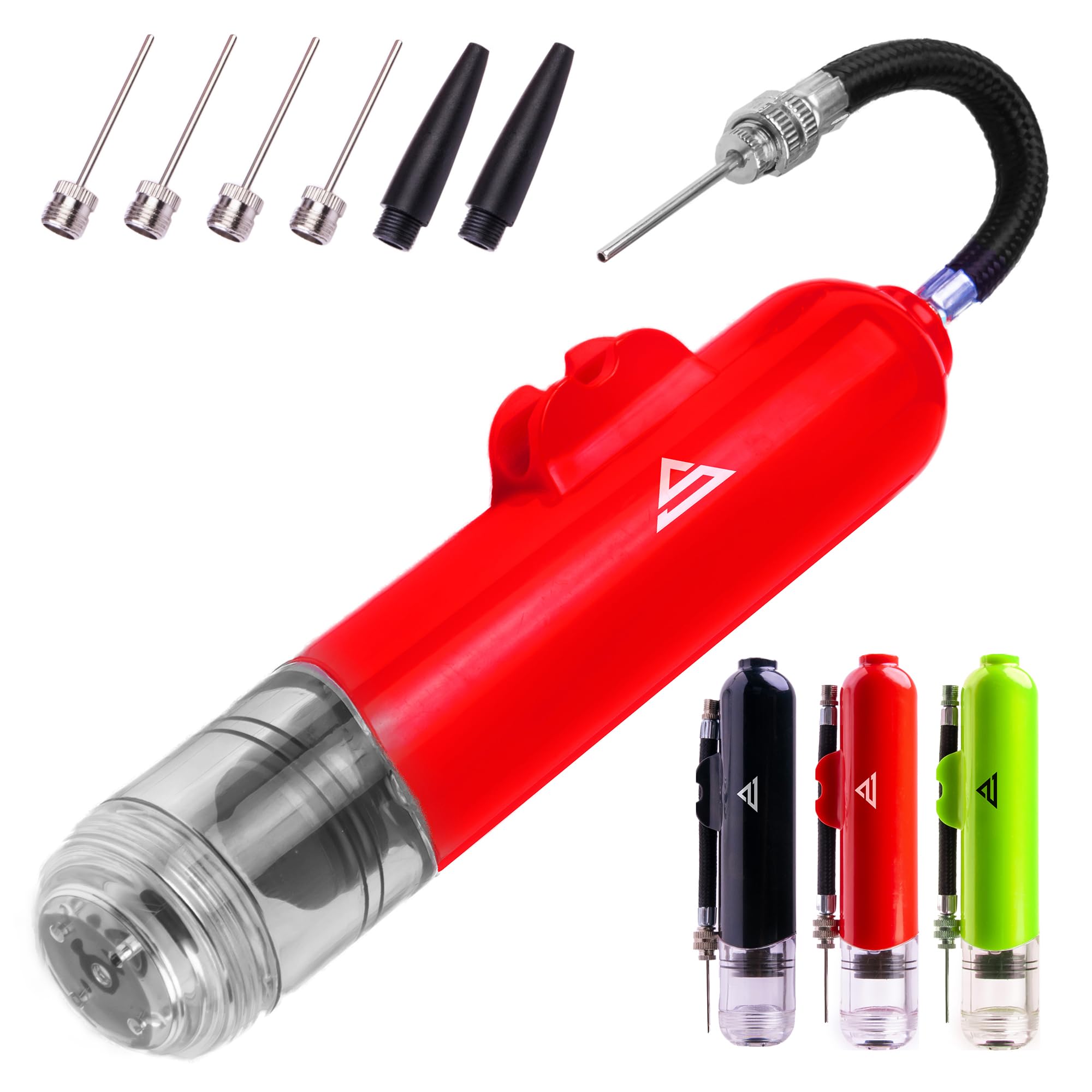 Sports Stable Dual Action Ball Pump Comes with 5 Standard Needles and 2 Plastic Adaptors for Your Football, Basketball, Soccerball, Volleyball, Handball
