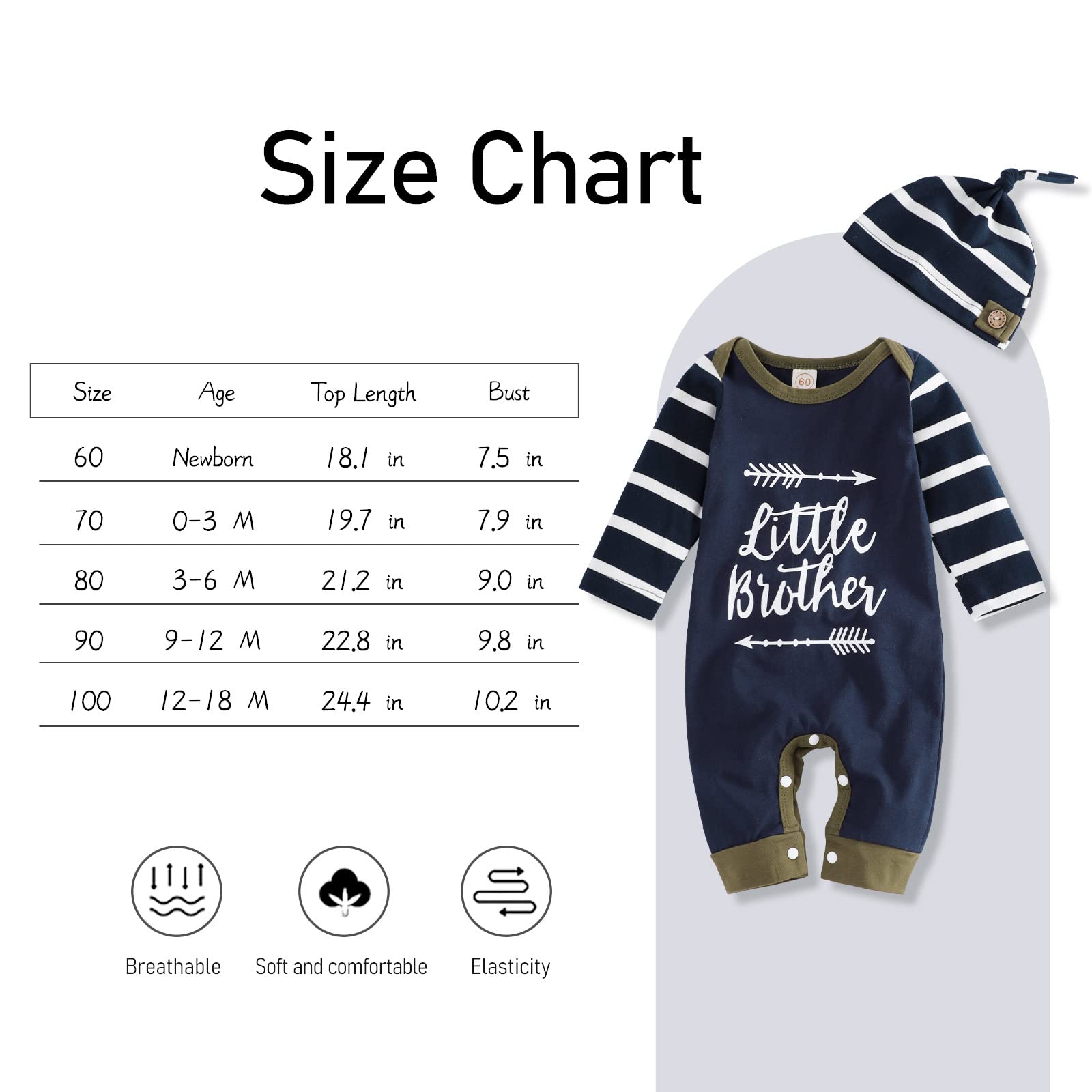 Rutoe Newborn Baby Boy Romper Stripe Sleeve Outfits Jumpsuit Clothes One Piece Romper (0-3M)