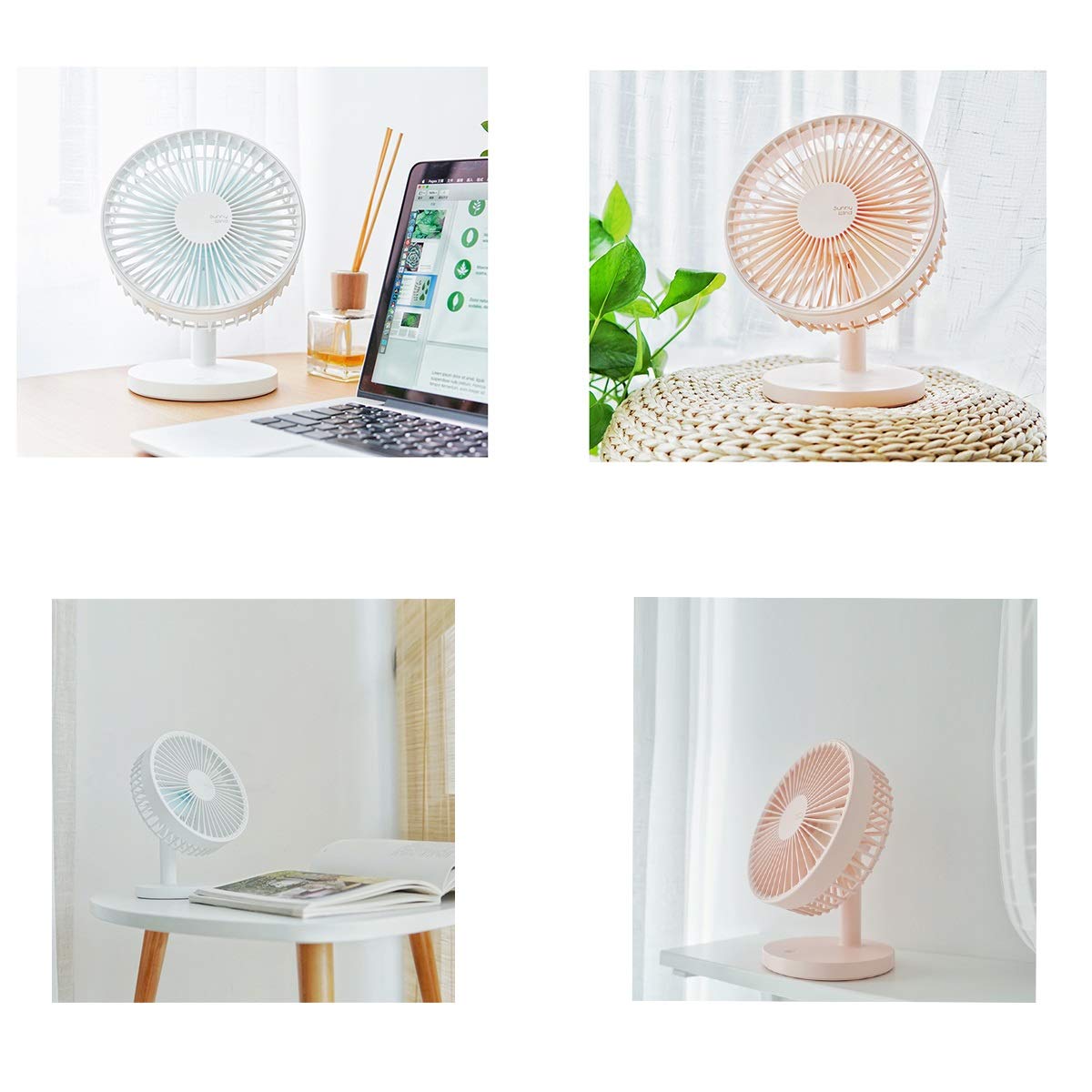 USB Desk Fan for office USB & Battery Powered Table Fan 3 Speeds Adjustable(9.25 x 7.28 x 5.67, White)